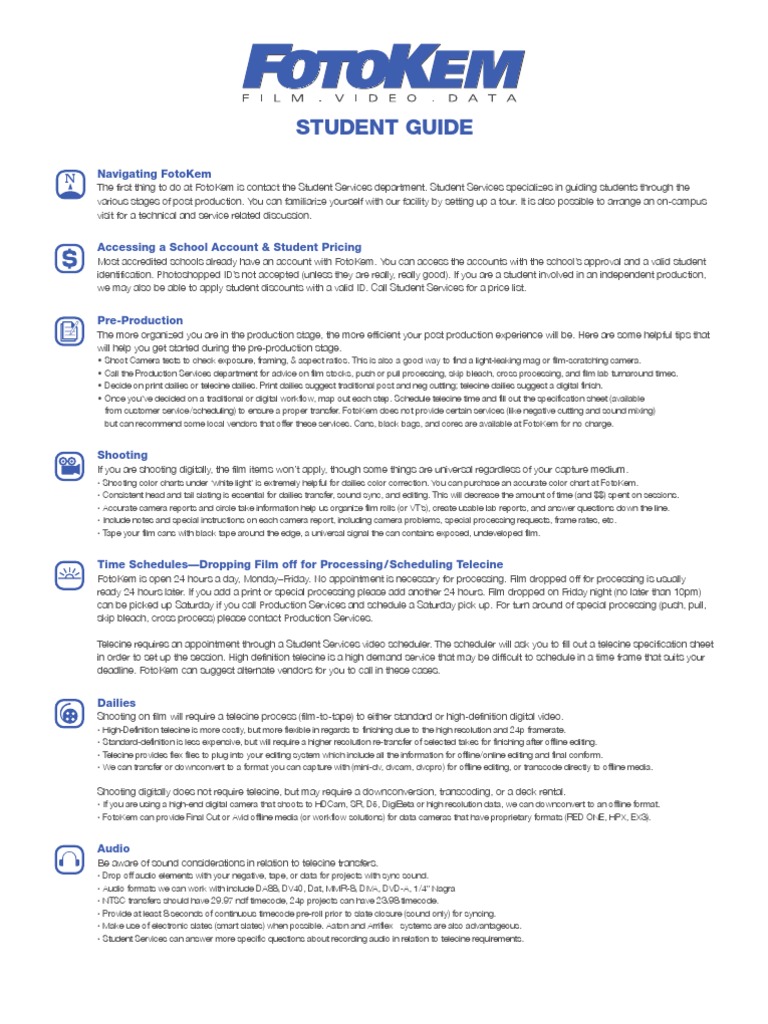 FotoKem Student Services | PDF | Media Formats | Recording