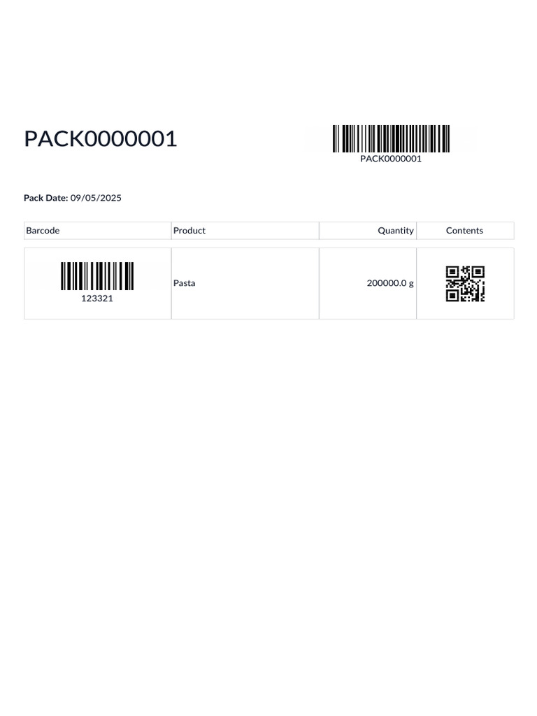 Package Barcode With Contents | PDF
