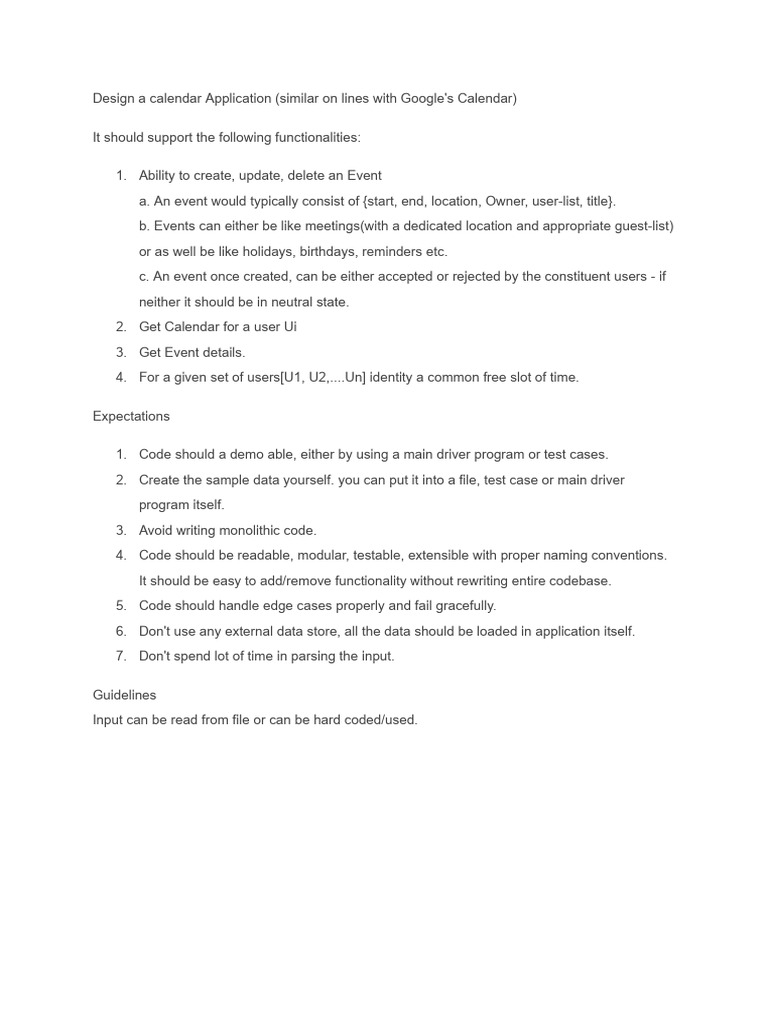 (LLD) (Interview Questions) Design Google Calendar | PDF
