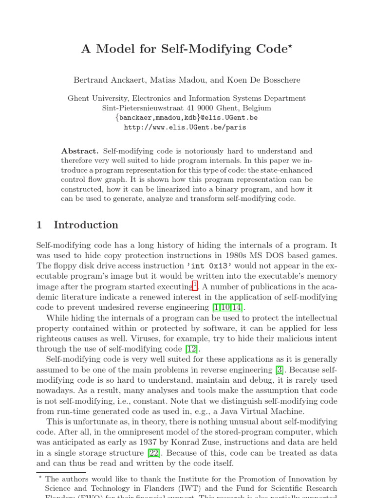 A Model For Self Modifying Code Pdf Computer Program Programming 6372