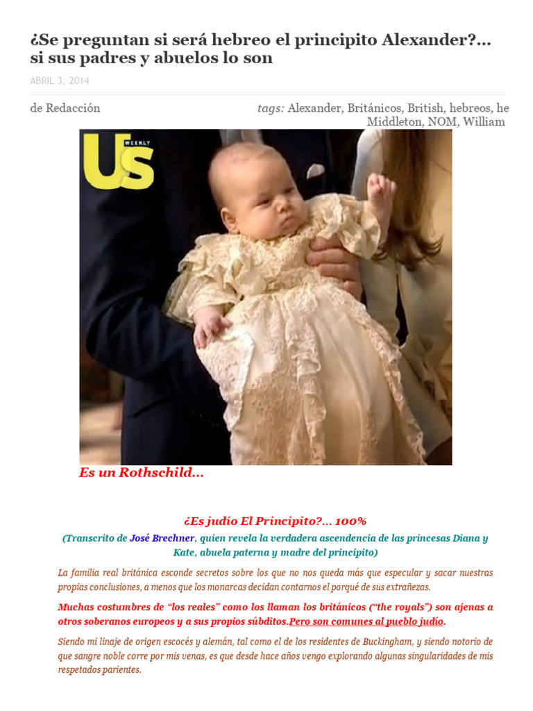 ¿Se Preguntan Si Será Hebreo El Principito Alexander - Si Sus Padres y ...