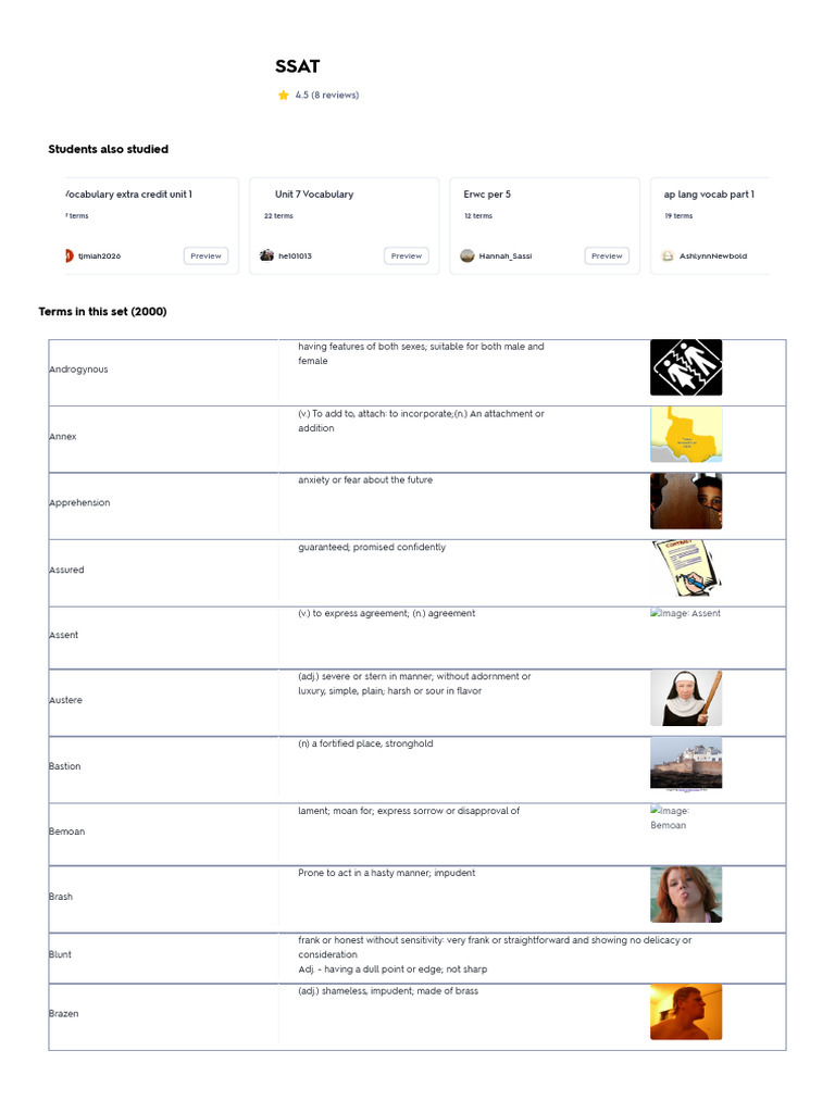 SSAT_Flashcards_Quizlet_2000 | PDF