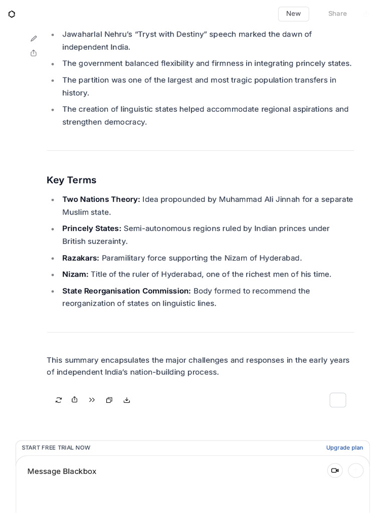 Class 12 Arts Political Science Challenges of Nations Building Summary ...