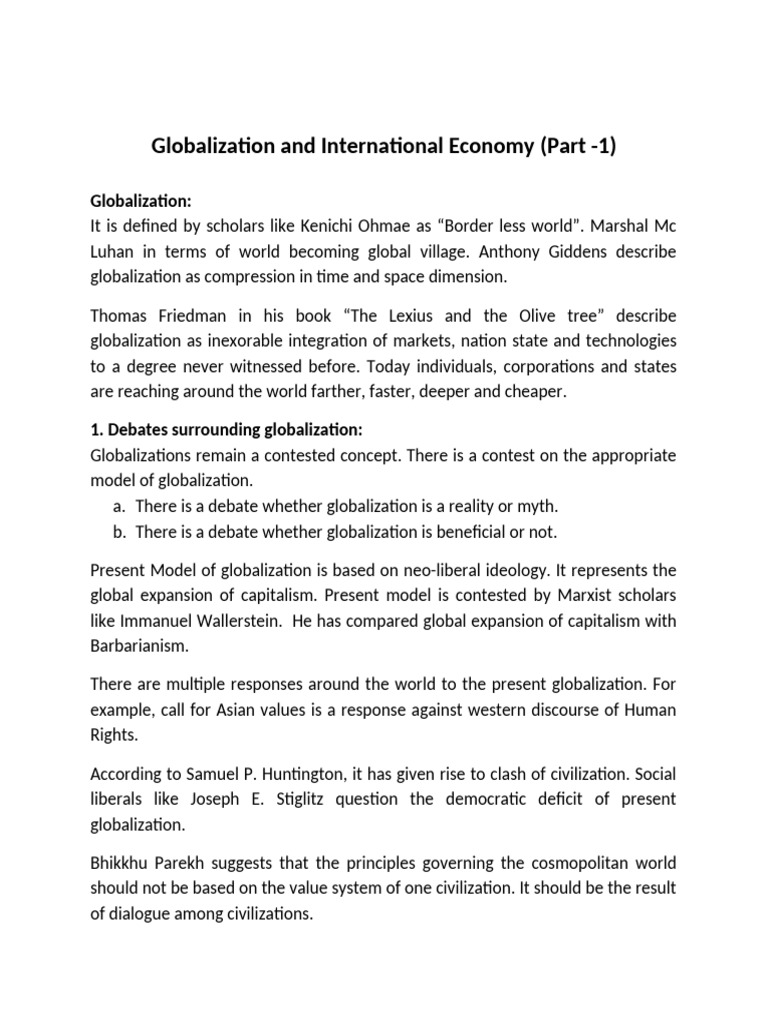 Globalization: Debates and Impacts Explained | PDF | Globalization ...