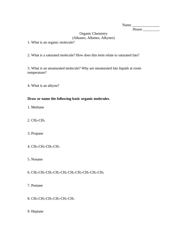 Organic Chemistry: Alkanes & Alkenes Guide | PDF
