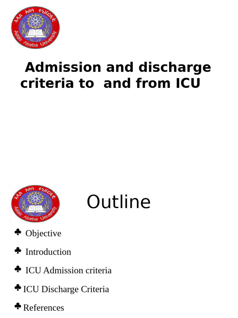 ICU Admission and Discharge Criteria | PDF | Intensive Care Unit ...