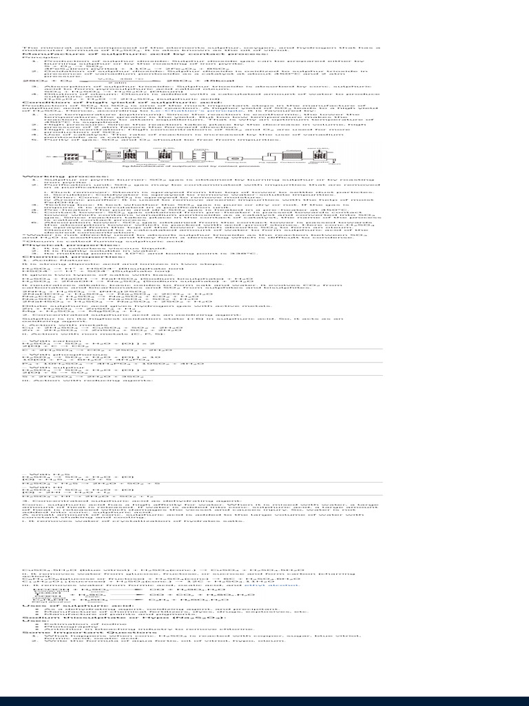 Sulphuric Acid - NEB Grade 11 Notes - Inorganic Chemistry - Sajha Notes ...