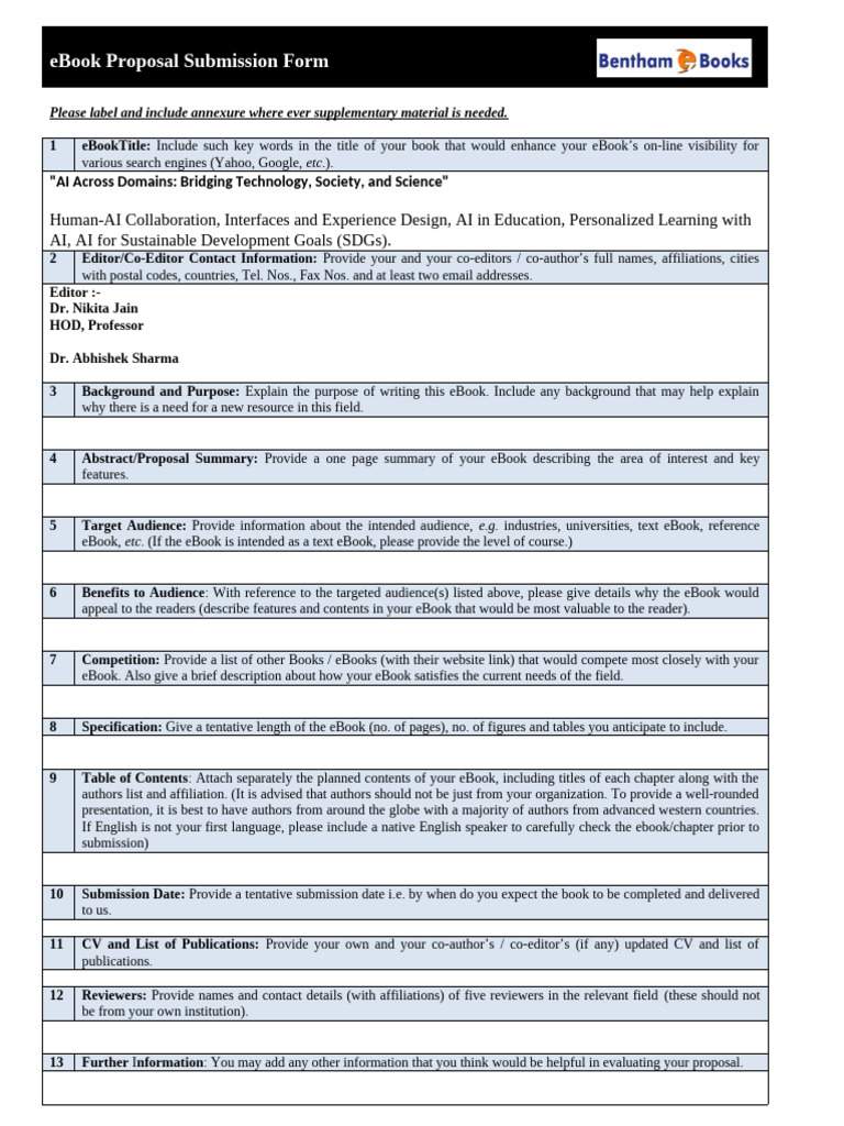 Proposal Submission Form | PDF