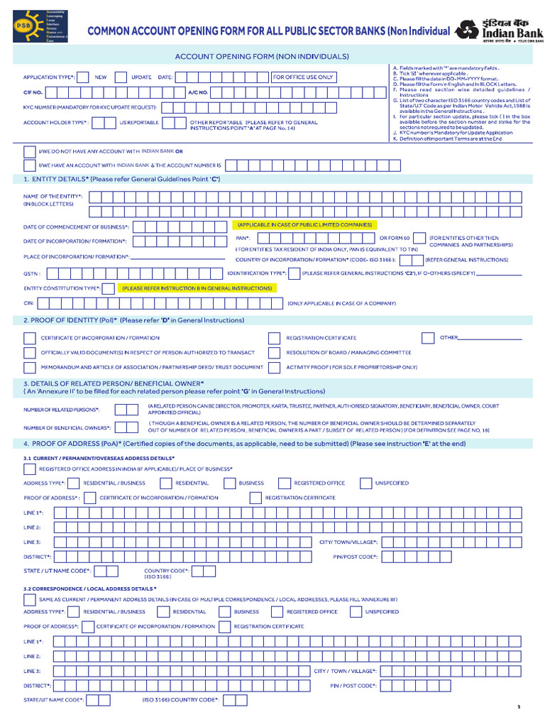 1common Account Opening Form Non Individual | PDF
