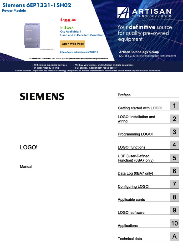 Siemens LOGO! 0BA7 Manual Overview | PDF | Safety | Computer Engineering