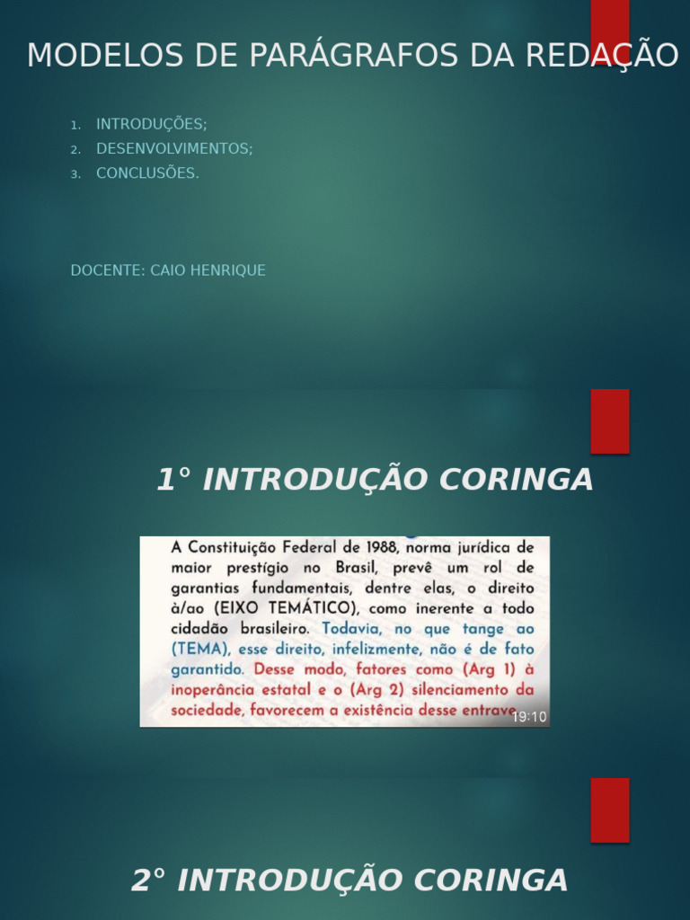 Modelos de Parágrafos para Redação | PDF