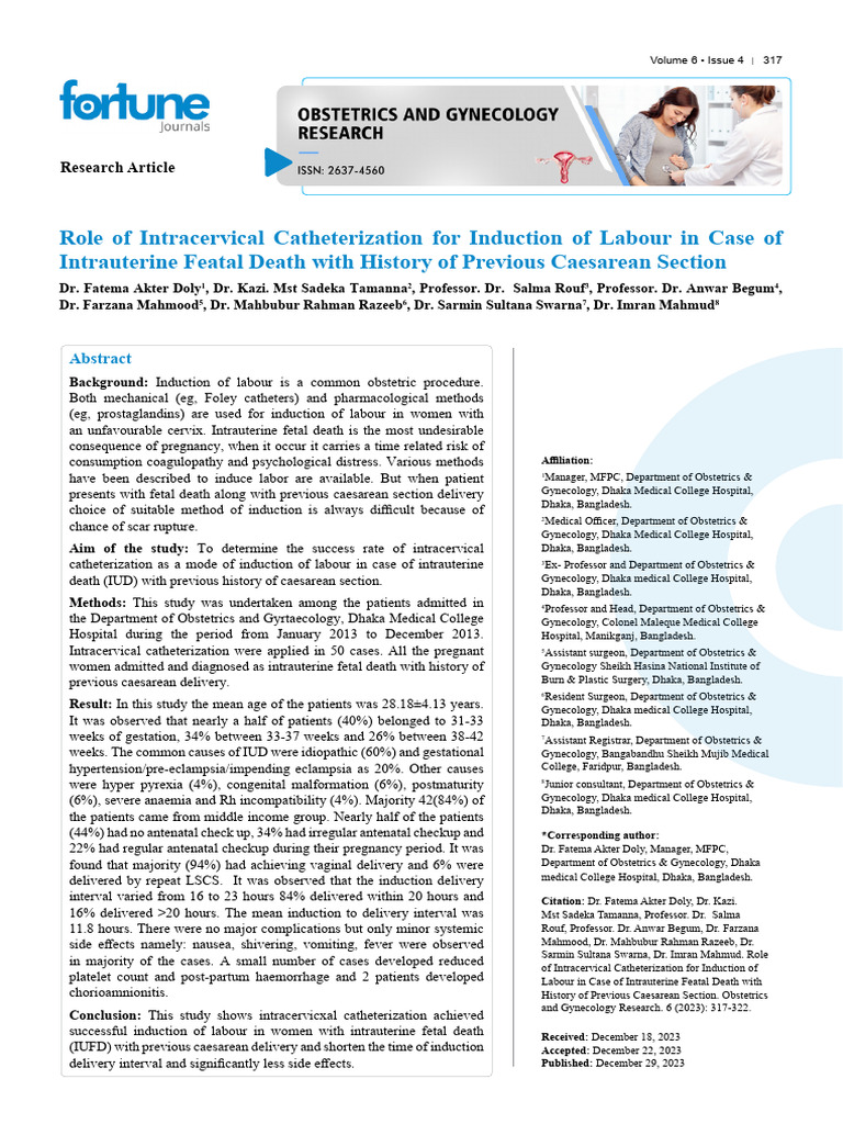 Intracervical Catheterization for IUD Induction | PDF | Childbirth | Fetus