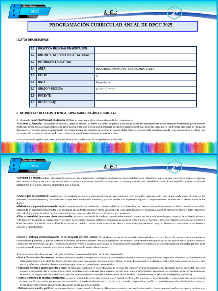 2° SEC. PLAN ANUAL DPCC 2025 | PDF | Aprendizaje | Enseñando