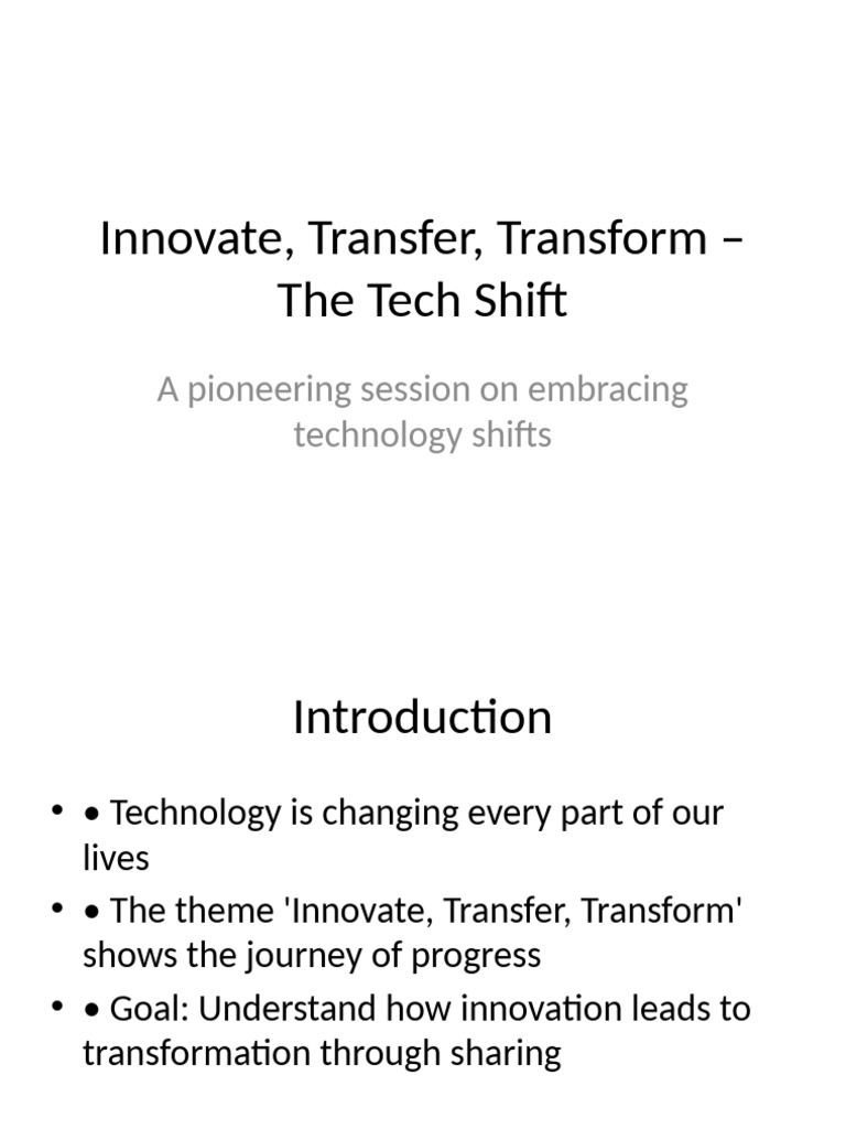 Innovate Transfer Transform TechShift | PDF