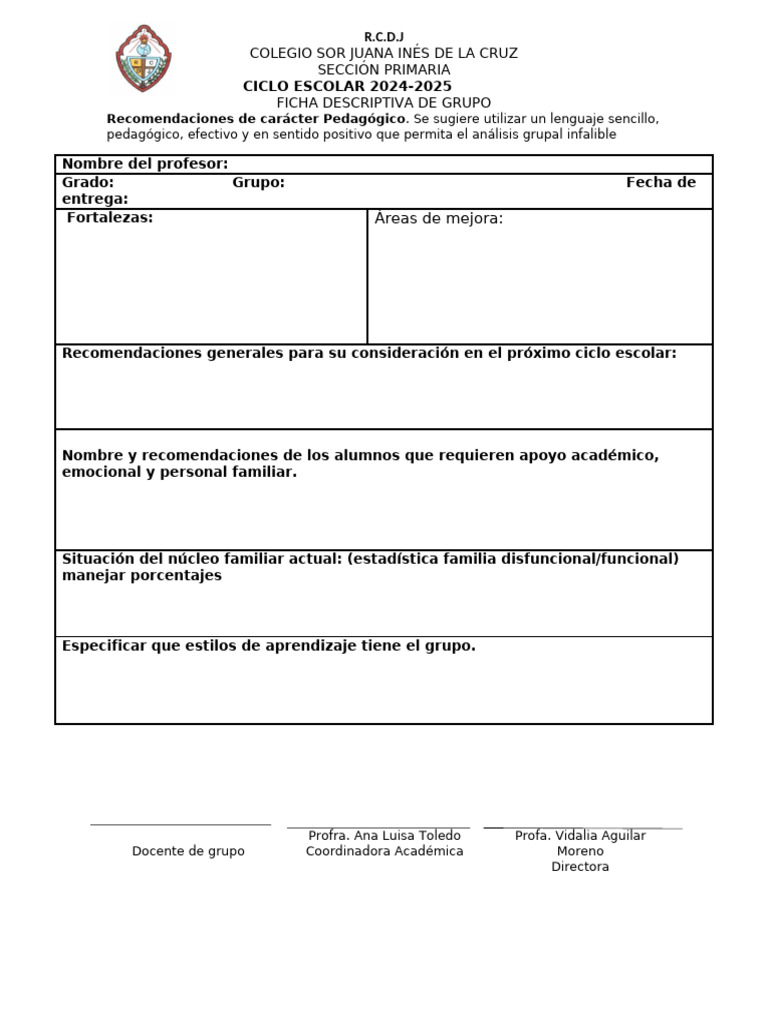Ficha Descriptiva de Grupal General Primaria | PDF