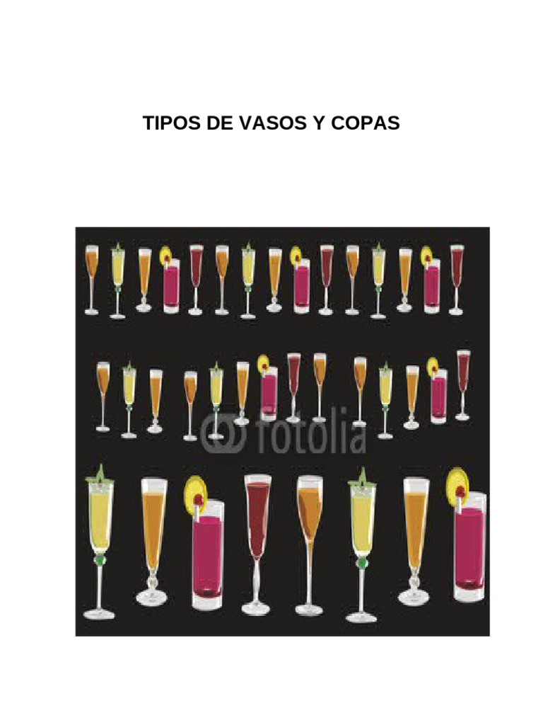 Tipos de Vasos y Copas | PDF | Bebida | Bebidas Fermentadas