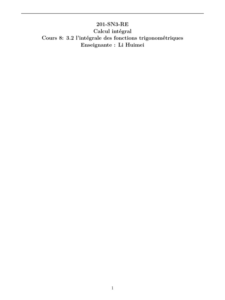 Intégration des fonctions trigonométriques | PDF | Fonction ...