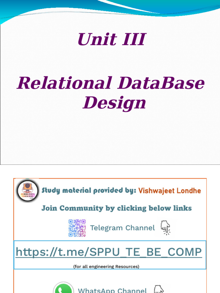 DBMS - Unit 3 (Relational Database Design) | PDF | Relational Database | Relational Model