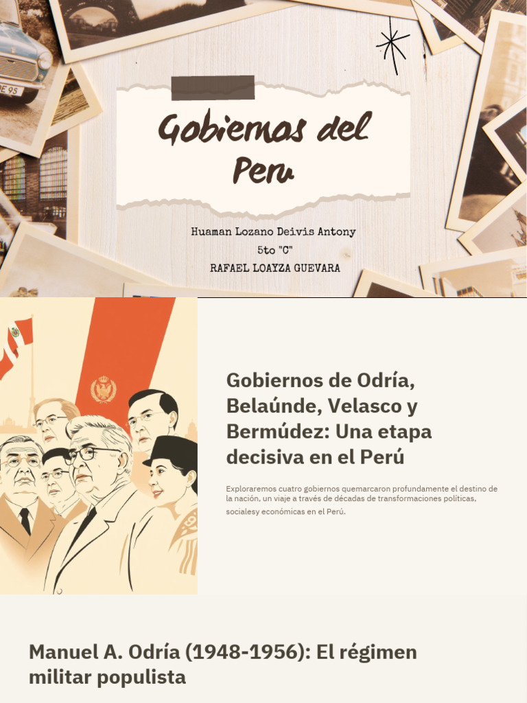 Gobiernos de Odria Belaunde Velasco y Bermudez Una Etapa Decisiva en El ...