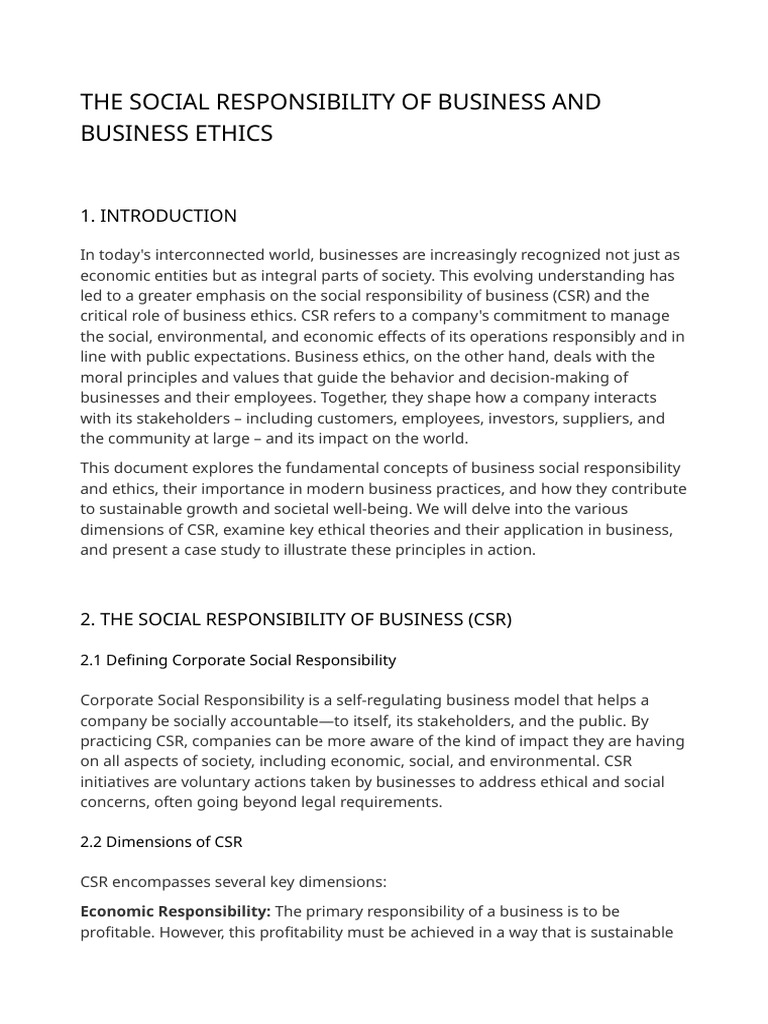 Dimensions of Business Ethics and CSR | PDF | Corporate Social ...