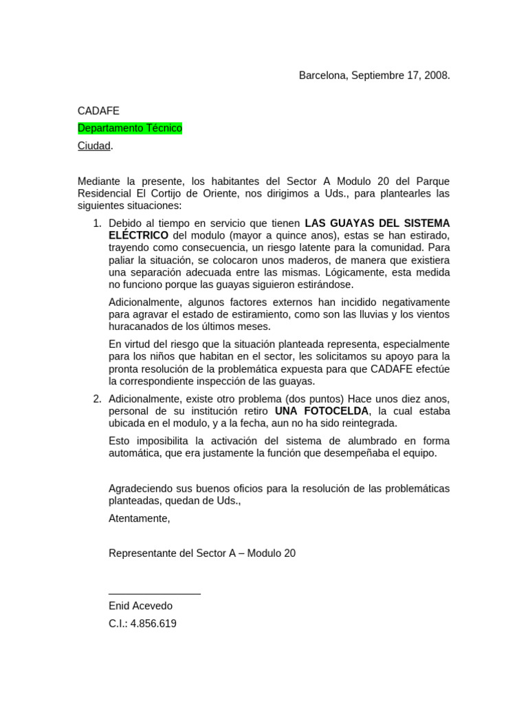 Carta A Cadafe | PDF