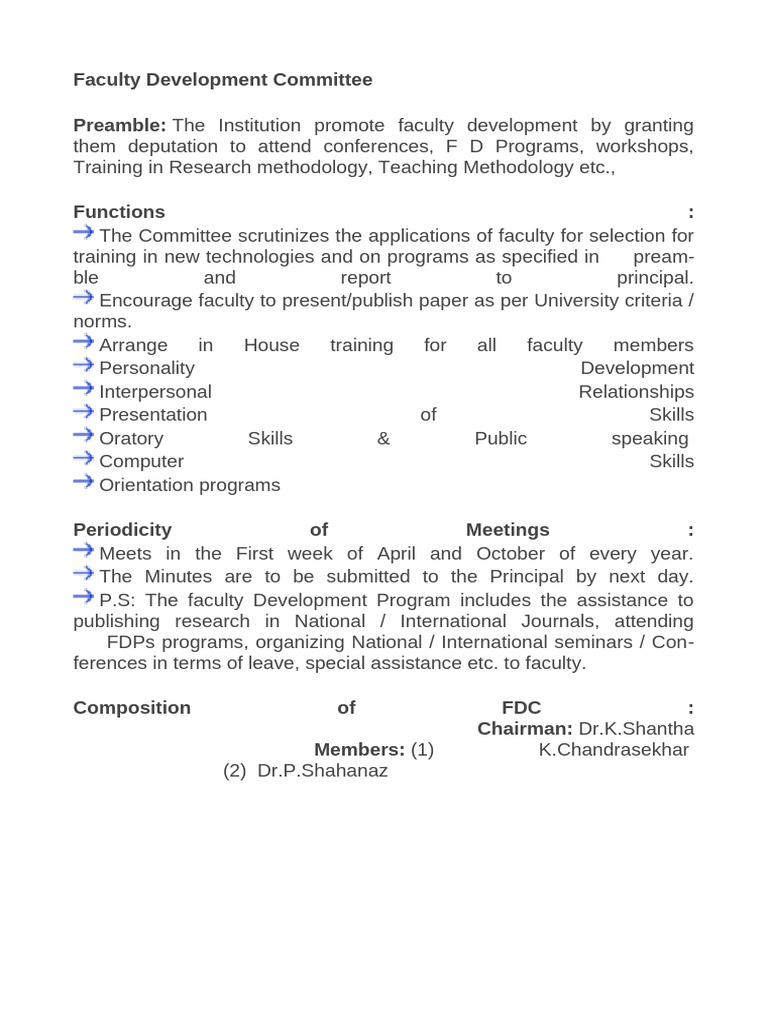 Faculty Development Committe | PDF