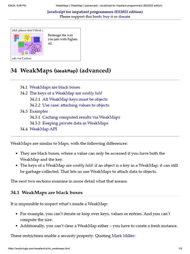 34 WeakMaps ('WeakMap') (Advanced) - JavaScript For Impatient Programmers (ES2022 Edition) | PDF ...