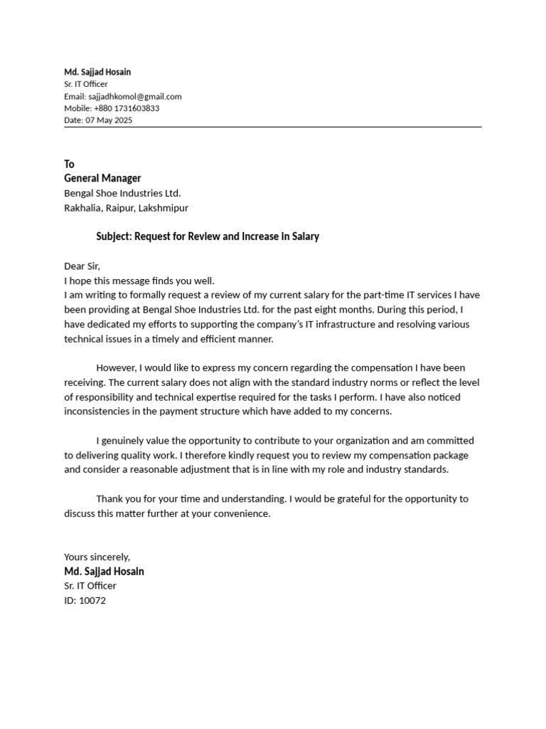 Salary Review Request from IT Officer | PDF