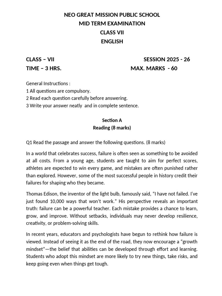 Class 7English New | PDF | Mindset | Languages