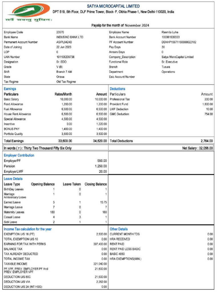 Payslip 2024 2025 6 23570 SATYA | PDF
