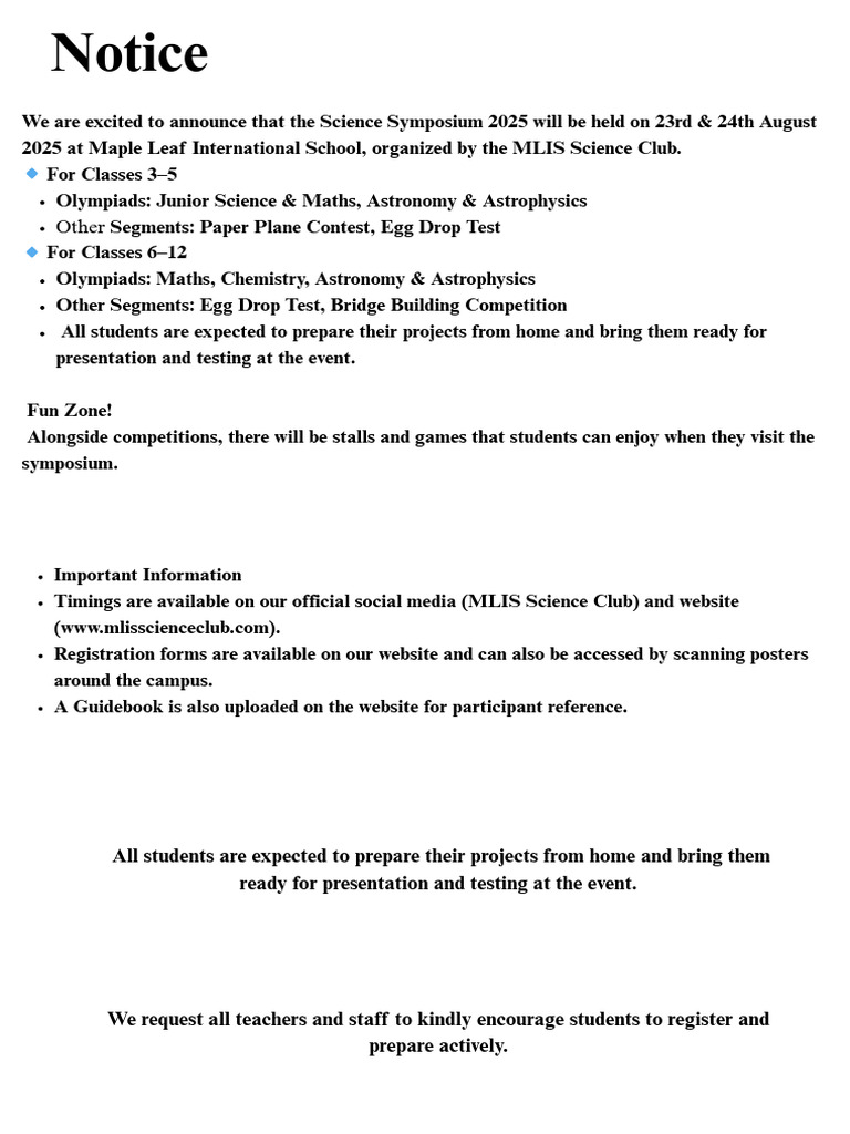 MLIS Science Symposium 2025 Announcement | PDF | Science