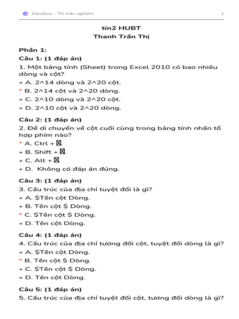 Tin2 HUBT 2025 | PDF