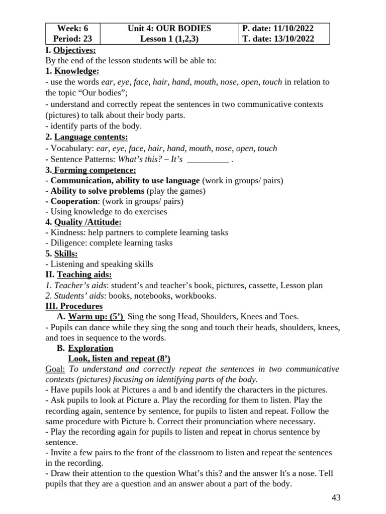 Unit 4 Lesson 1 (1,2,3) | PDF | Vocabulary | Teachers