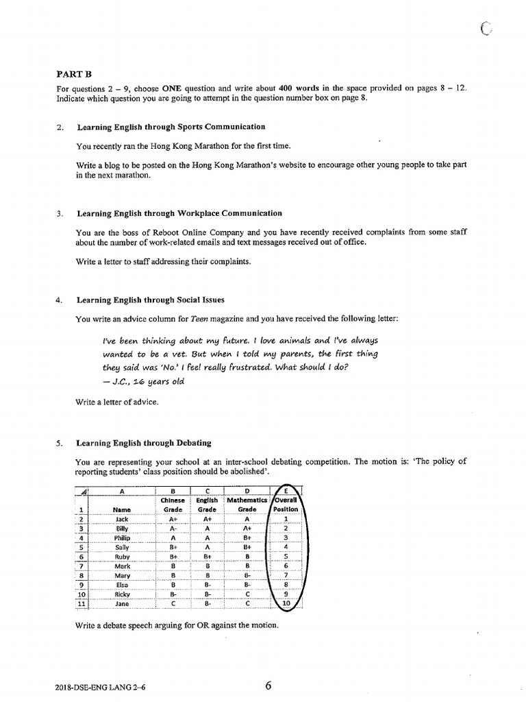 Writing Part B | PDF