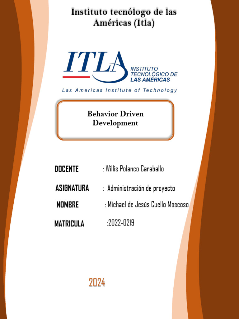 Behavior Driven Development Michael Cuello 2022-0219 | PDF | Desarrollo guiado por pruebas ...