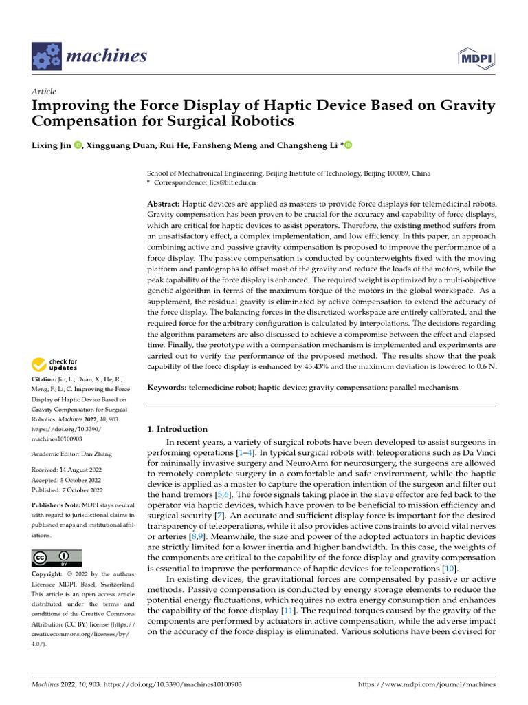 Haptic Device Force Display Enhancement | PDF | Force | Machines