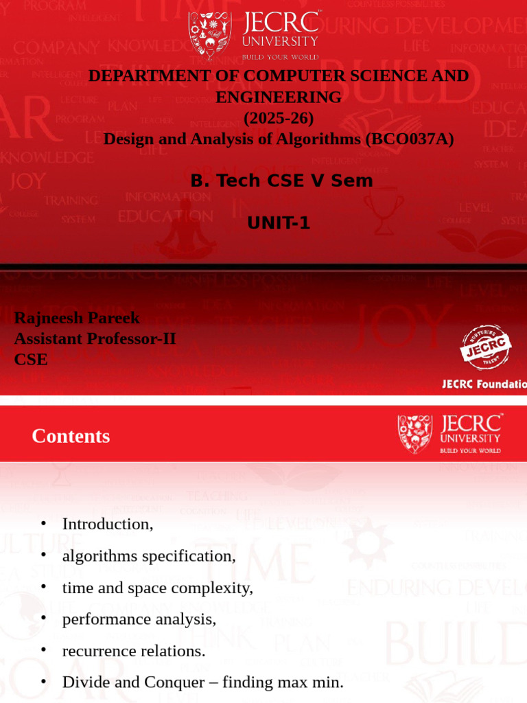 Design and Analysis of Algorithms UNIT 1 | PDF | Algorithms | Mathematics