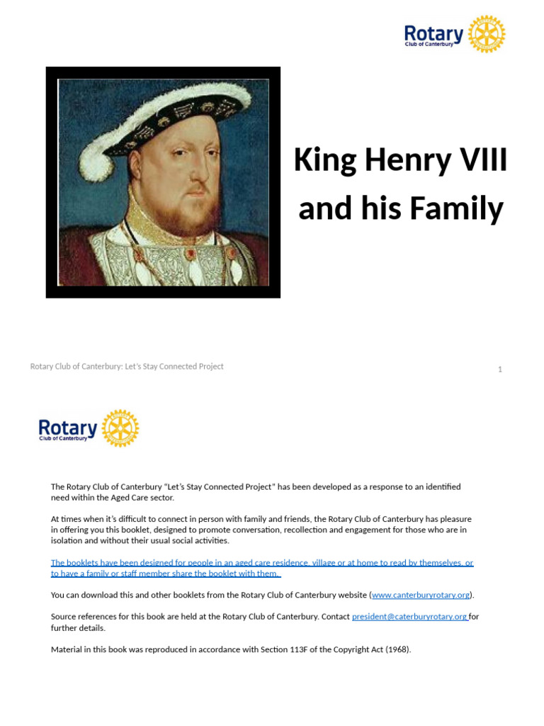 Henry VIII and His Family Overview | PDF | Royalties | English Families