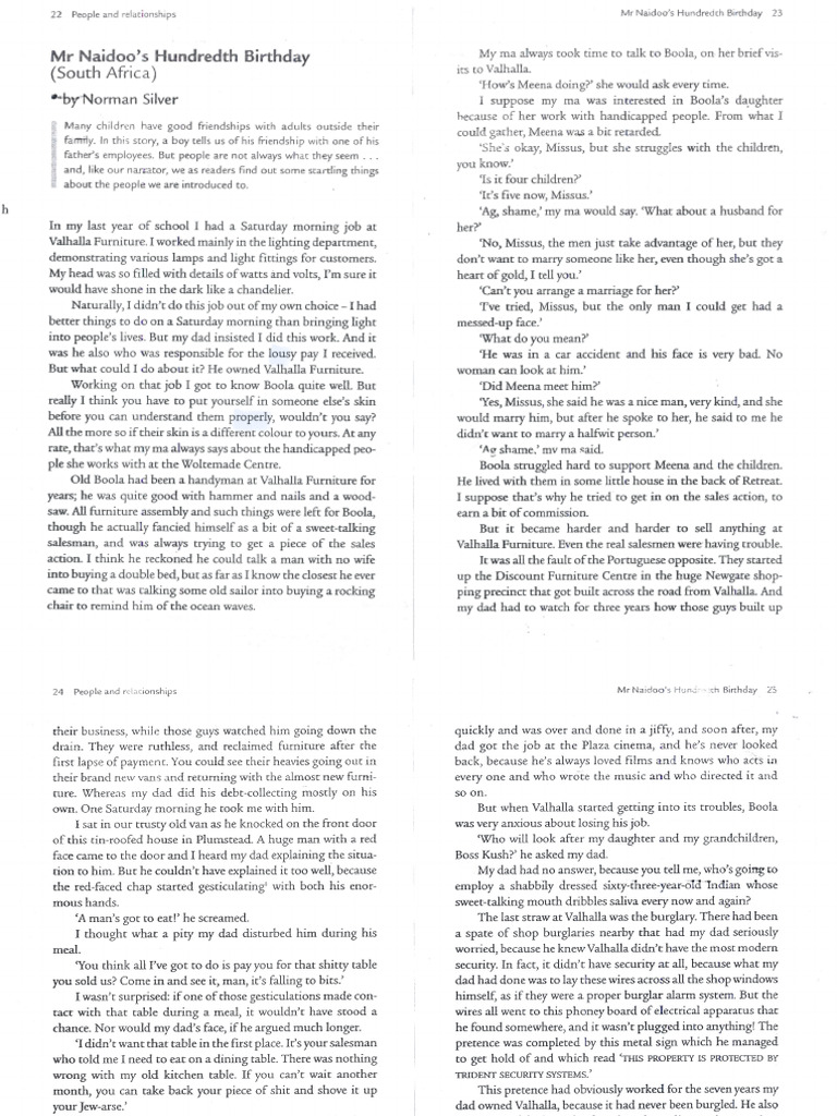 Mr. Naidoo's Hundredth Birthday | PDF