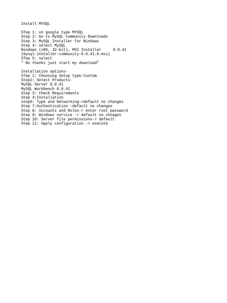 Steps To Download and Install Mysql | PDF