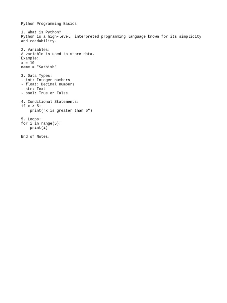 Python Programming Basics | PDF