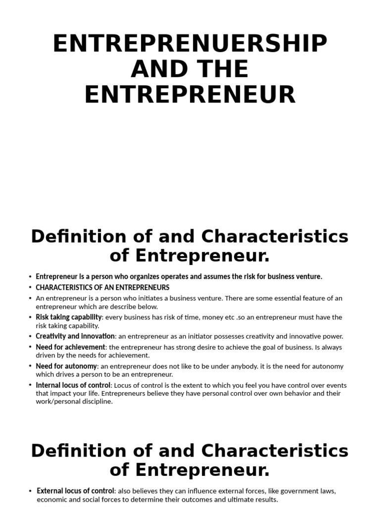 Characteristics of Entrepreneurs | PDF | Entrepreneurship | Leadership
