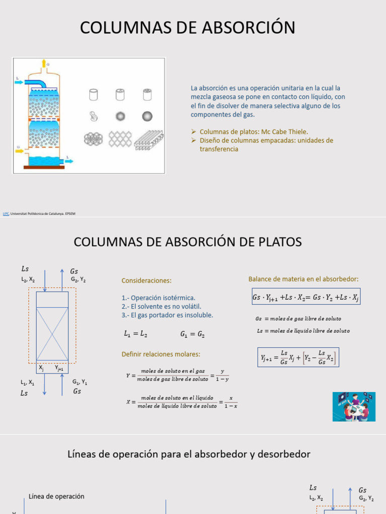 Columnas de Absorción: Diseño y Cálculos | PDF | Absorción (Química) | Agua