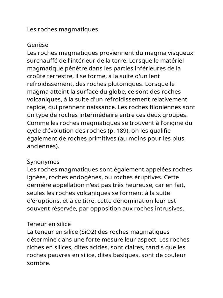Classification des roches magmatiques | PDF