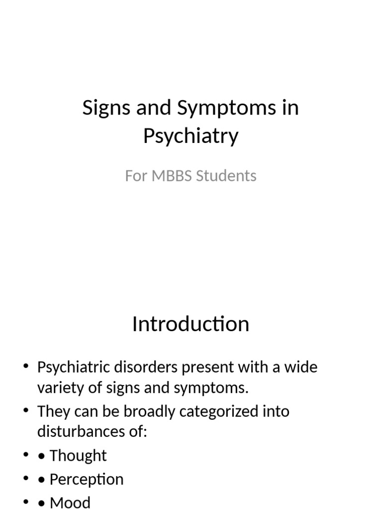 Psychiatry Signs Symptoms | PDF