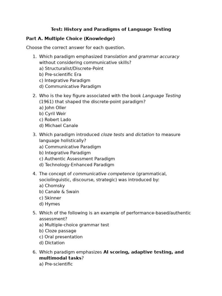 Language Testing Paradigms Explained | PDF
