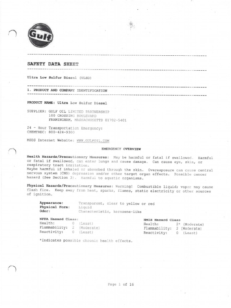 MSDS Fuel | PDF