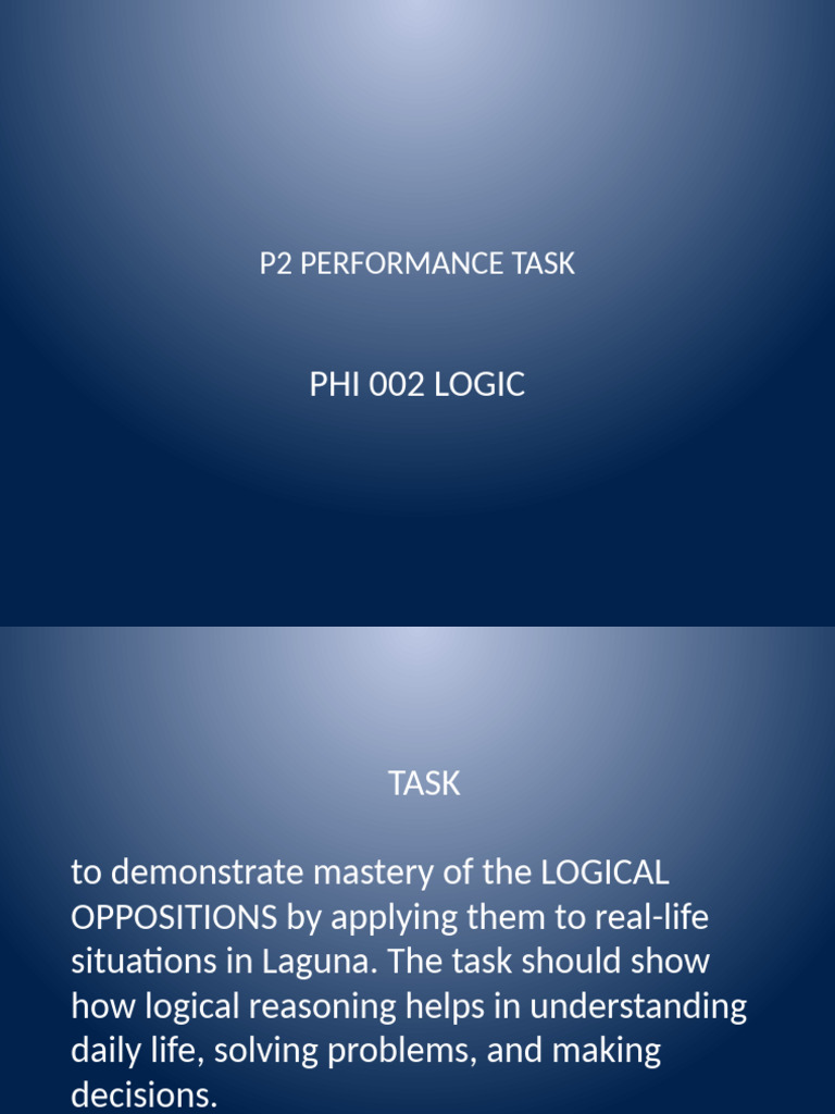 p2 Performance Task Logic | PDF