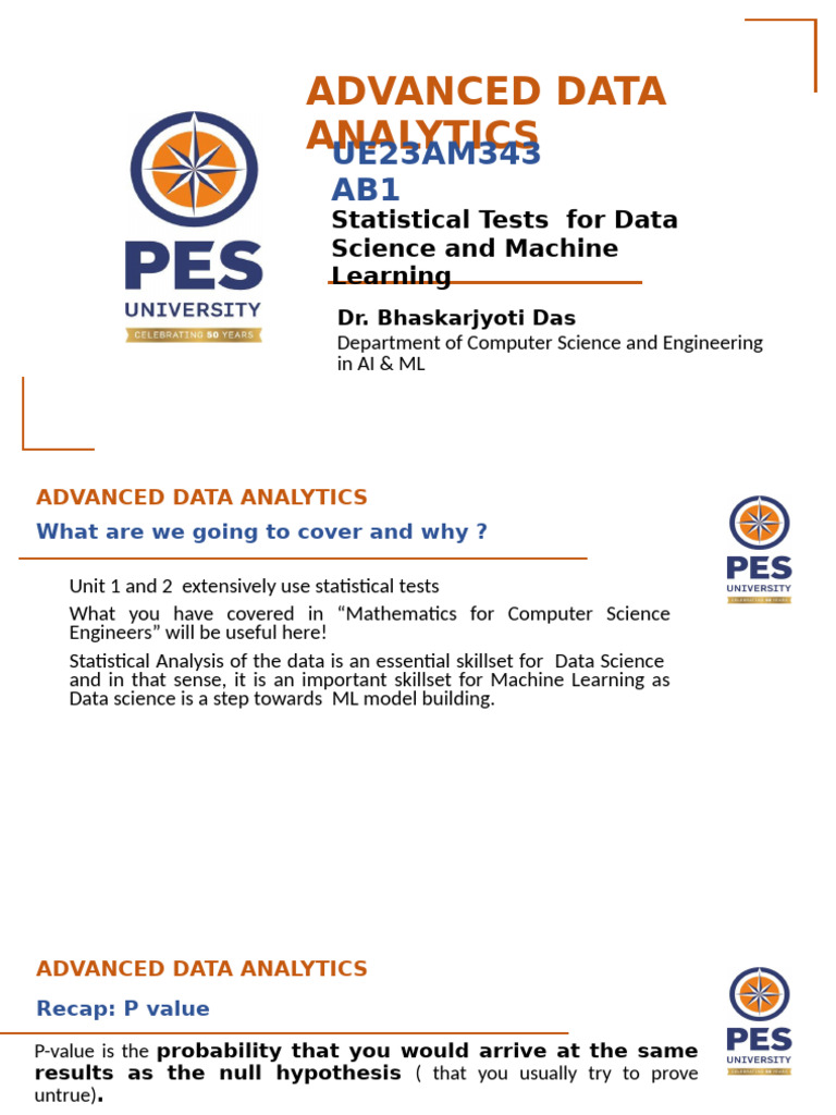 01 Statistics For For Data Science | PDF | P Value | Student's T Test