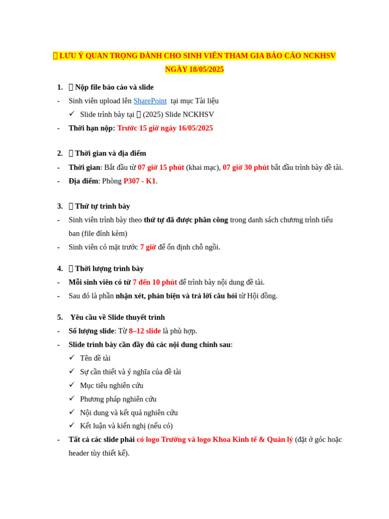Luu y Quan Trong Gui SV | PDF